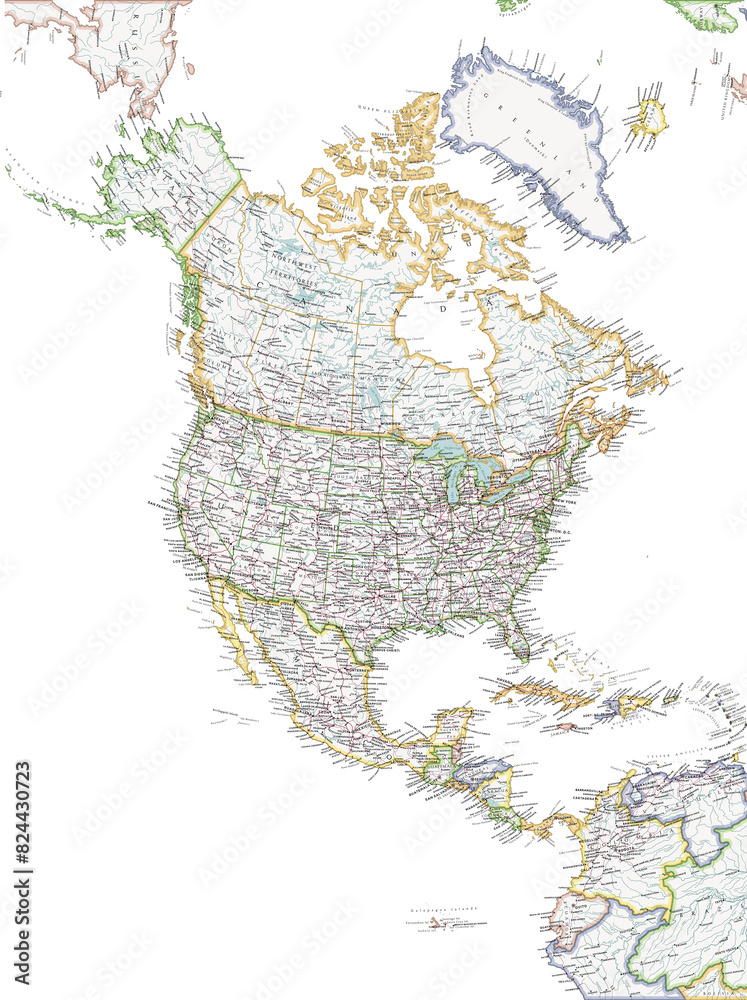 North America political map. Super high quality. Detailed with ...