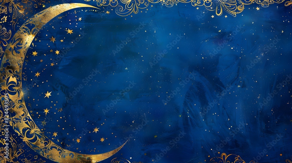 Ornate Crescent Moon and Star Doodle Border Design for Eid al Adha ...