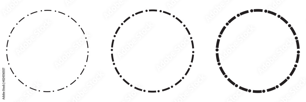 Round frames for logo. Wavy, dashed, dotted black circle lines. Hand ...