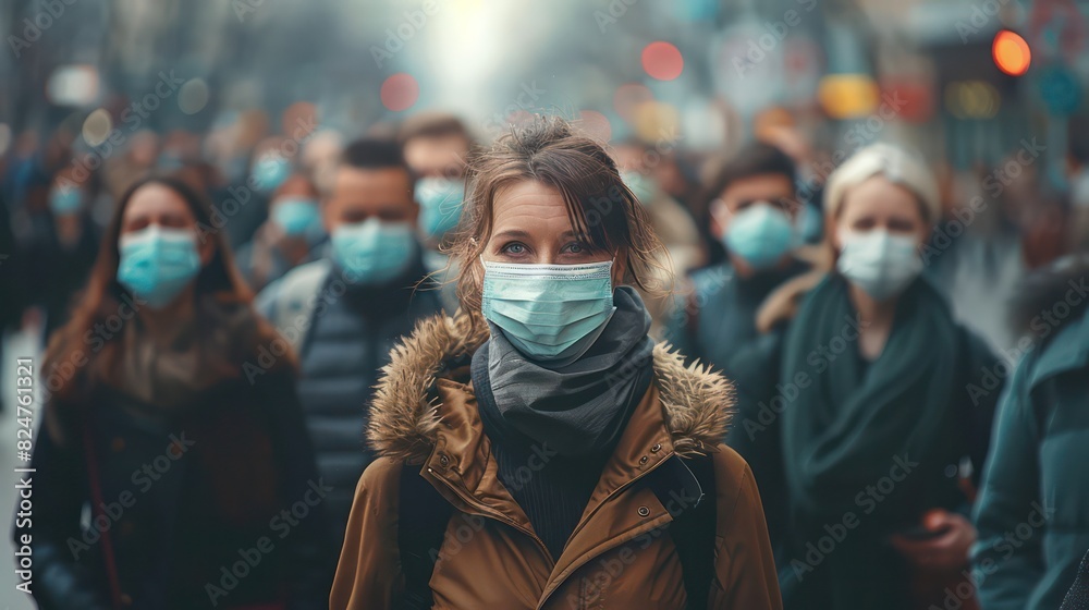 Group of people wearing masks to prevent epidemic outbreak Guidelines ...