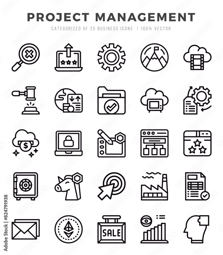 Project Management Lineal icons collection. Lineal icons pack. Vector ...