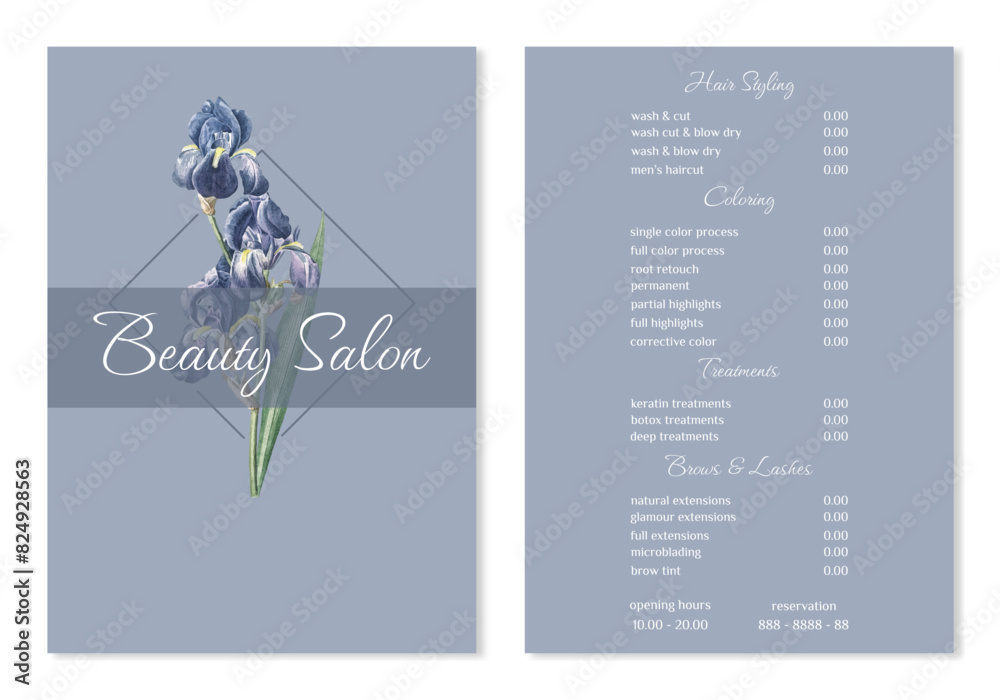 Vector Illustration sticker business card for beauty salon with ...