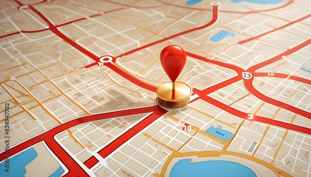 Location pin icon on earth city urban map indicating the location and ...