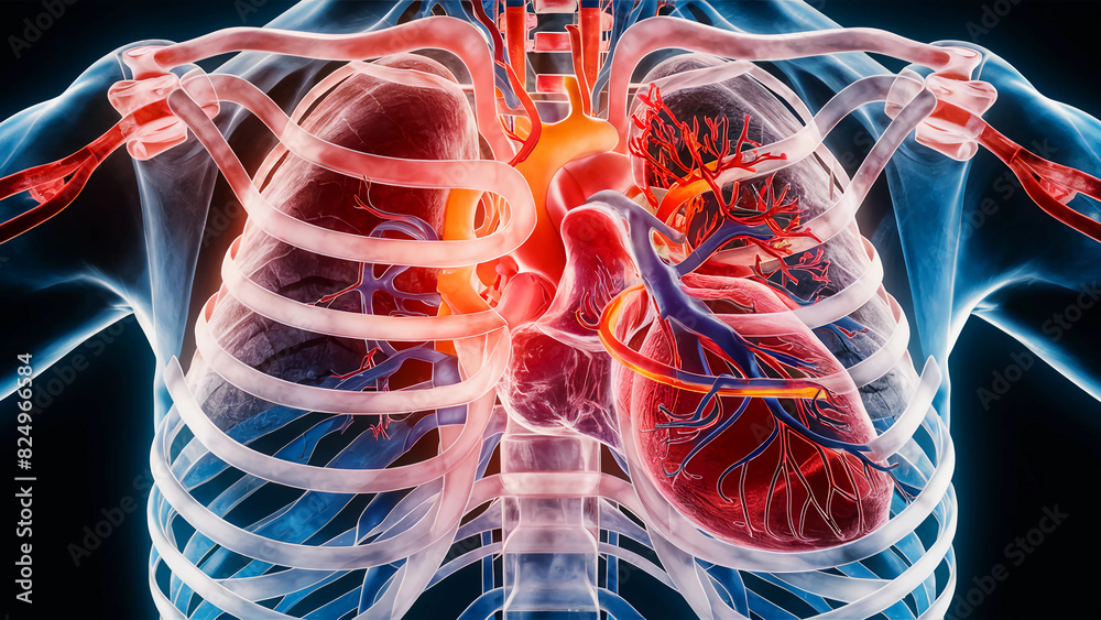 Chest X-ray, Thoracic Cavity Examination. Stock Illustration | Adobe Stock