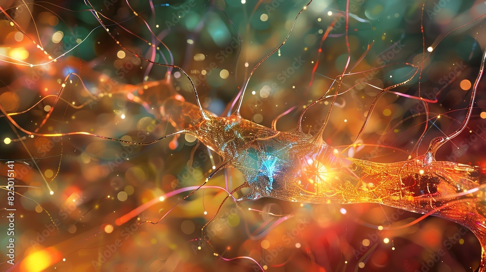 7. Detailed image of nerve signal transmission in the brain, showing ...