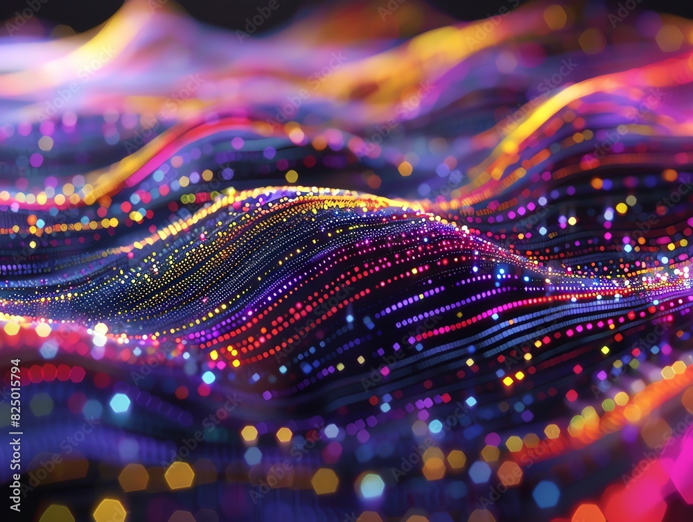 2. Abstract visualization of data communication, colorful data streams ...