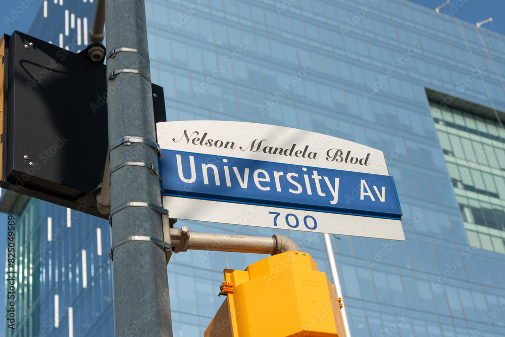 City of Toronto street sign at University Avenue (also known as Nelson ...