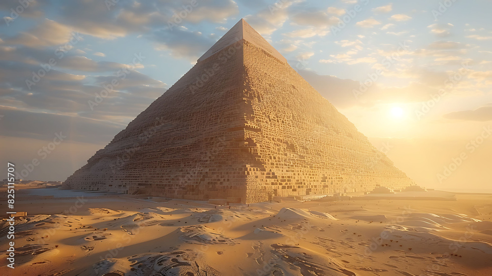 stunning printable mural of an ancient Egyptian pyramid rising from the ...