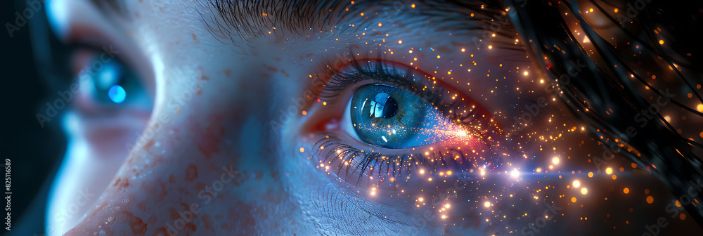 synthetic human with enhanced sensory perception experiencing the world ...