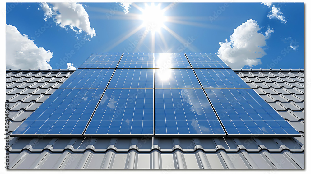 High Res Image: Glossy Solar Panels on Modern Roof Renewable Energy ...