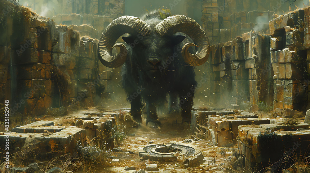 Ilustración de Stock epic printable mural of legendary minotaur ...
