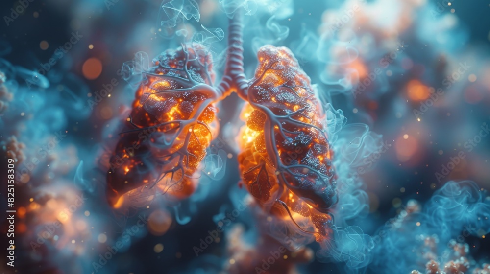Illustrate the process of gas exchange in the lungs, depicting how ...