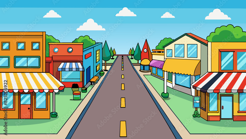 A vibrant street lined with small businesses each with their unique ...