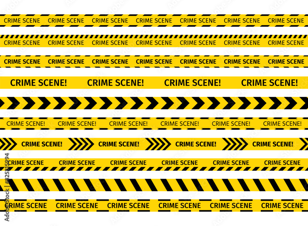 Crime scene tape. Seamless barrier borders for criminal accident zones ...