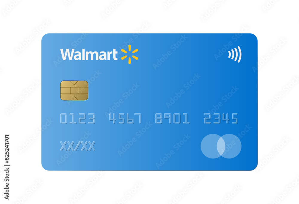 Bank credit card with Walmart logo isolated on white background. Vector ...