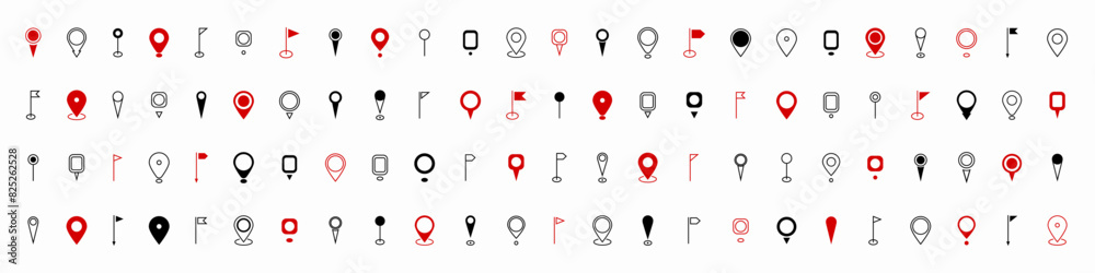 Map pin place marker. Modern Map marker pointer logo icon set. GPS pin ...