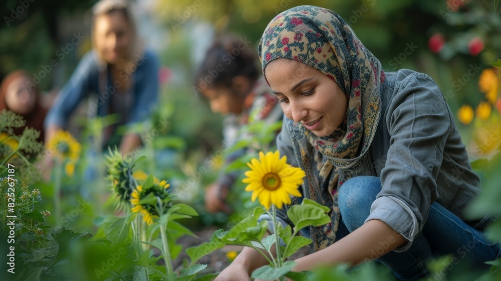 community gardening, diverse neighborhood residents coming together in ...