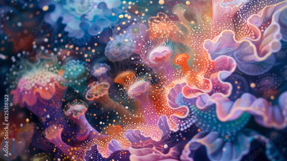 Vibrant representation of underwater coral, showcasing intricate ...