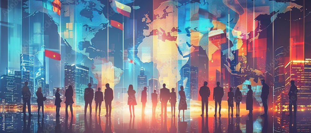 Illustration Stock multinational corporation expanding its operations ...