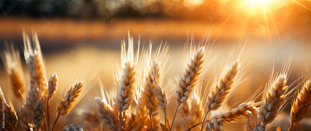 Luminous grains: fascinating sun rays in the wheat fields. Stock Photo ...