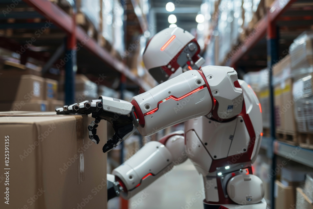 Automated Robot Carriers And Robotic Arm In Modern Distribution ...