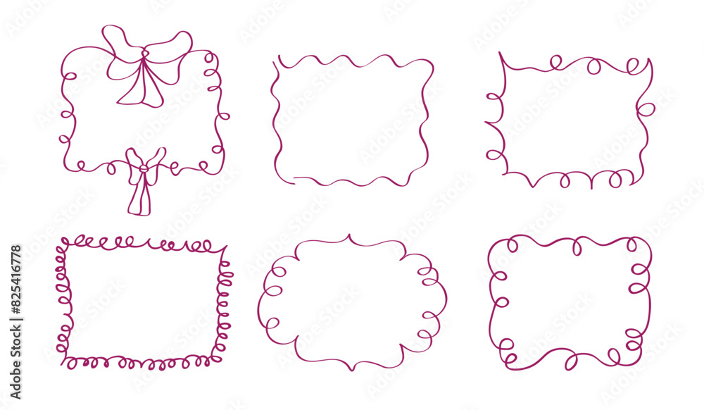 Frames set in hand-drawn style. This collection features vintage image ...
