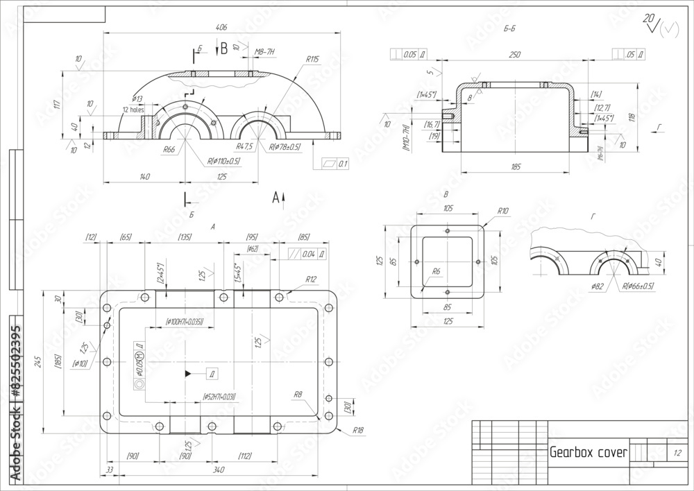 Vector de Stock Assembly drawing of reducer cover. Vector drawing of ...