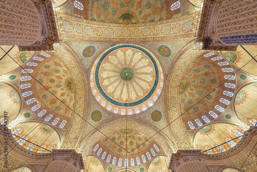 Majestic Interior of Sultan Ahmed Mosque: Stunning Dome and Intricate ...