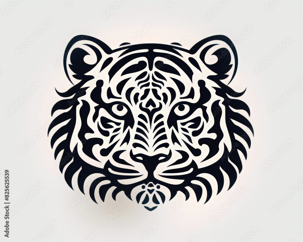 Black tiger head silhouette with graphic pattern. Wild animals themed ...