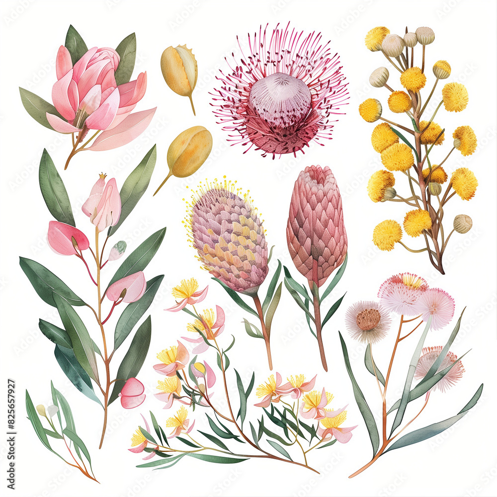 Beautiful Watercolor Australian Native Botanical Floral Illustration ...