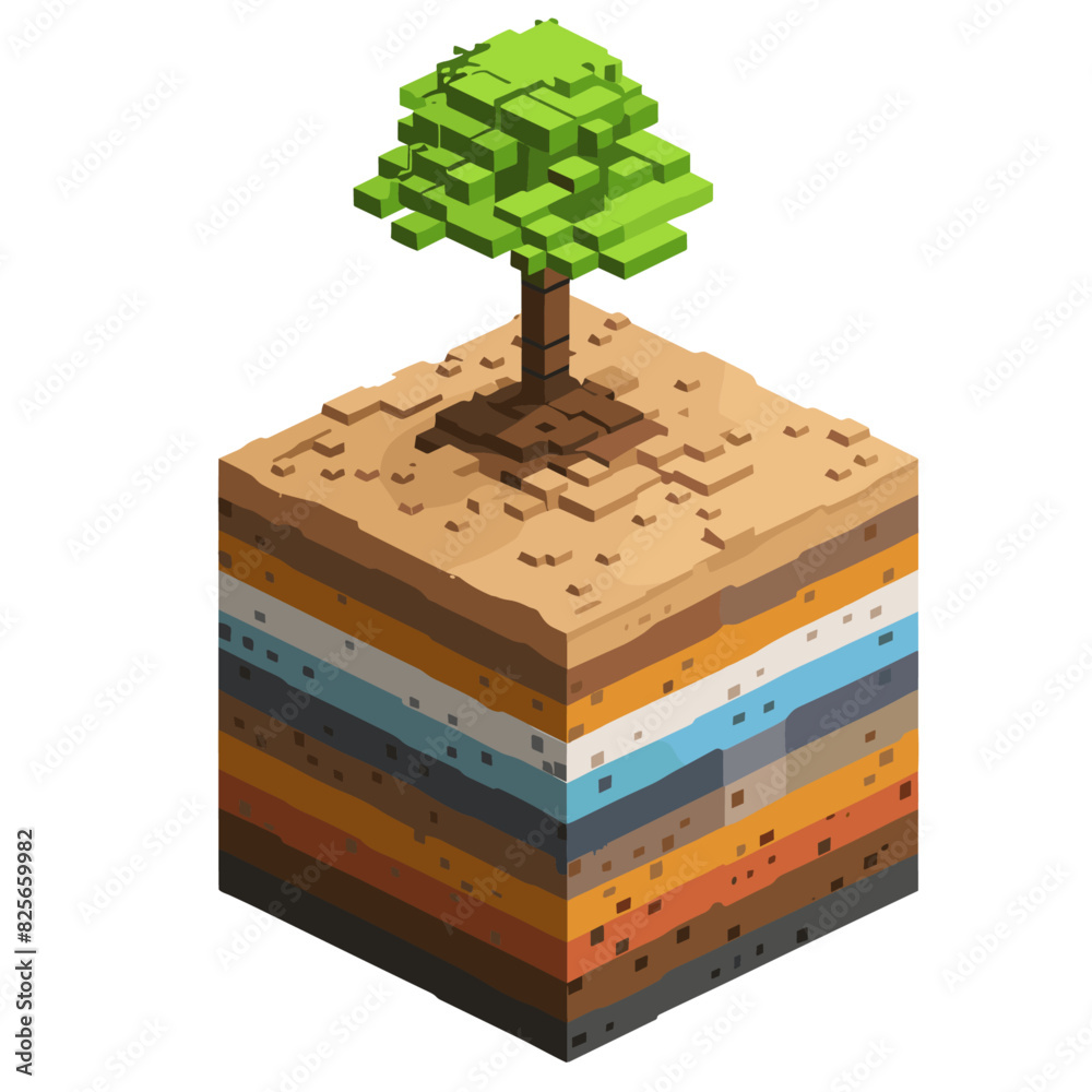 cross-section of the Earth showing the different layers, with a house ...