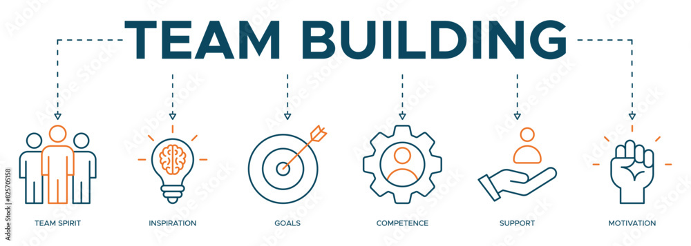 Banner of team building web icon illustration concept with icons of ...