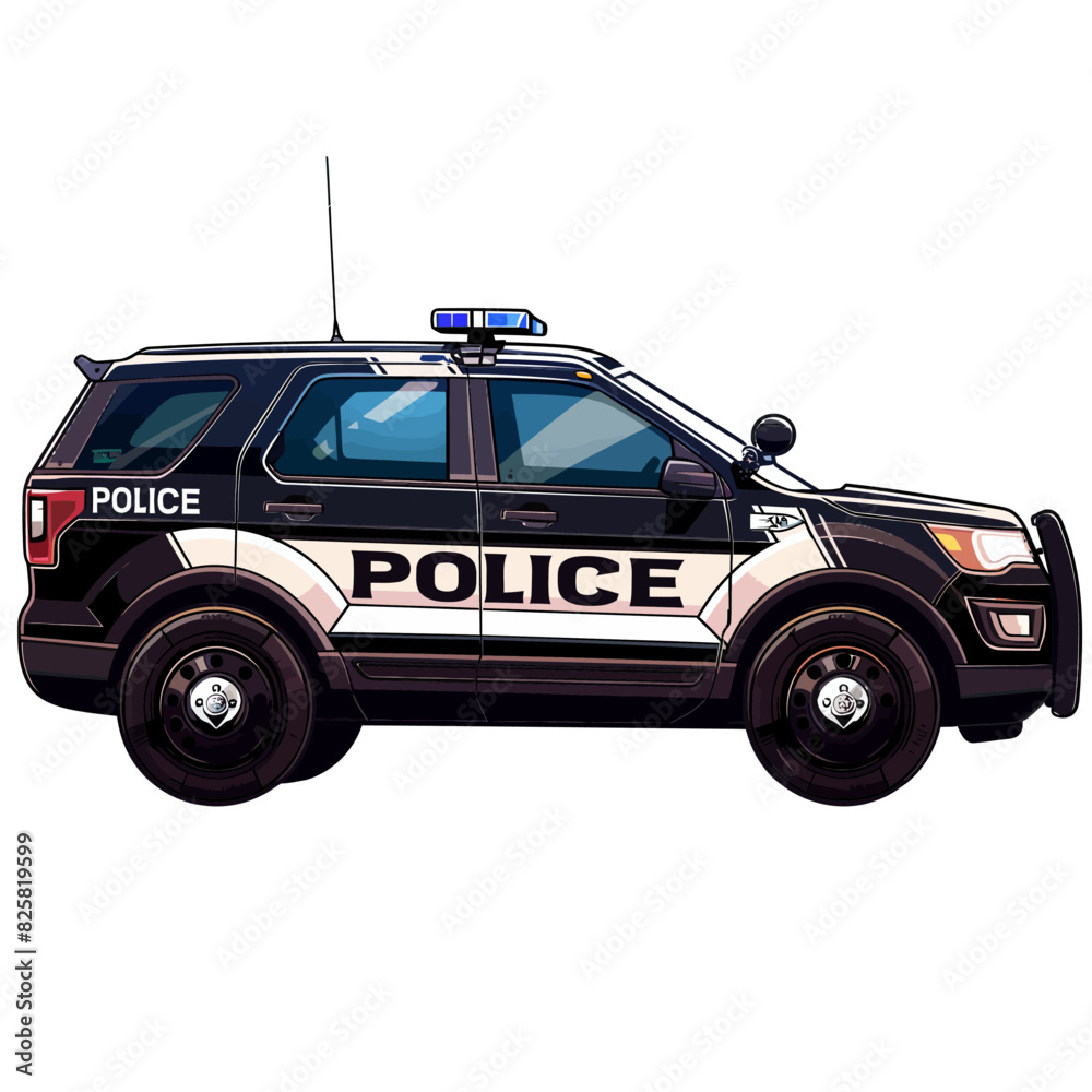 Police SUV Cartoon No Background White Stock Vector | Adobe Stock