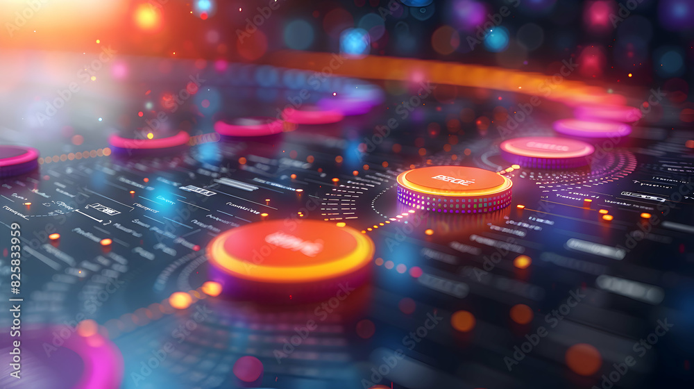 A vivid timeline infographic using vector elements and 3D paper labels ...