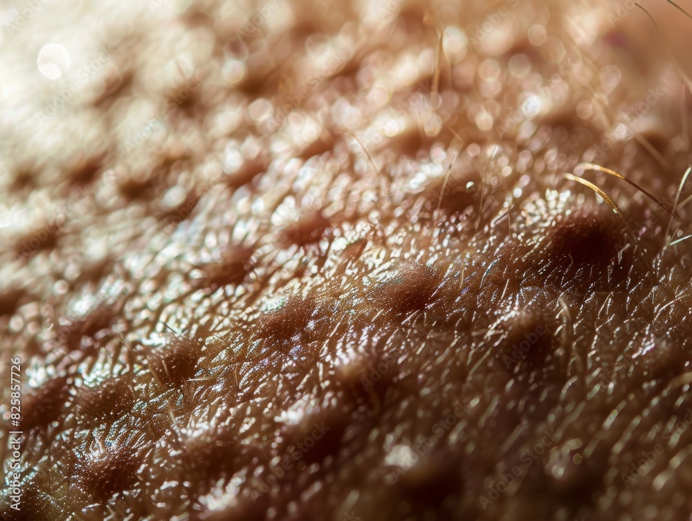 Goosebumps on human skin in a close-up shot, with each bump and hair ...