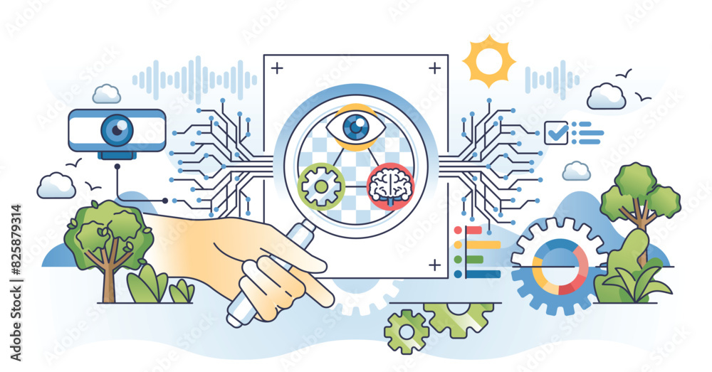 Ai Image Recognition And Artificial Picture Detection Outline Hands Concept Intelligence