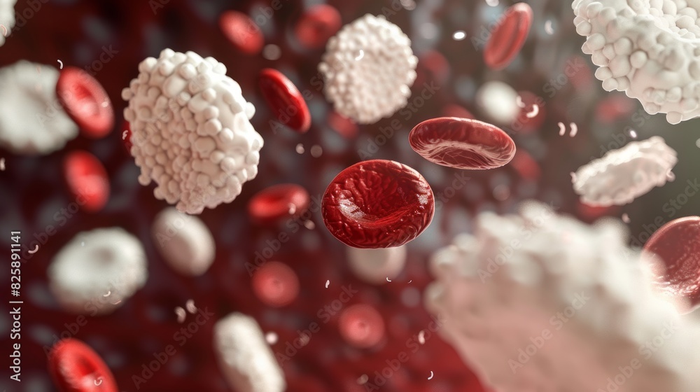 High resolution view of human blood circulation. Shows red blood cells ...