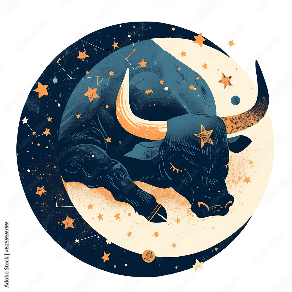 Astrological illustration of Taurus zodiac sign illustrations isolated ...