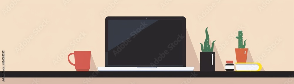 Scum detection flat design side view laptop cartoon drawing ...