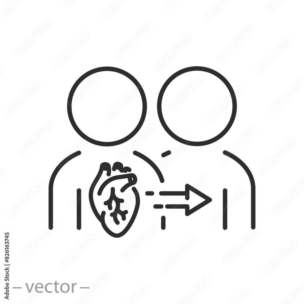 heart organ donor icon, caldiology transplantation concept, human organ ...