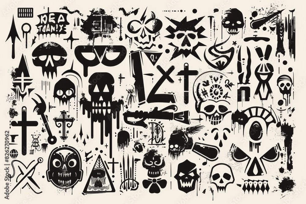 Ilustración de Stock Graffiti, tattoos, tags, symbols in street culture ...