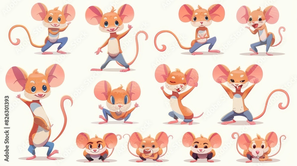 Ilustração There is a cute cartoon clipart set of different mice doing ...