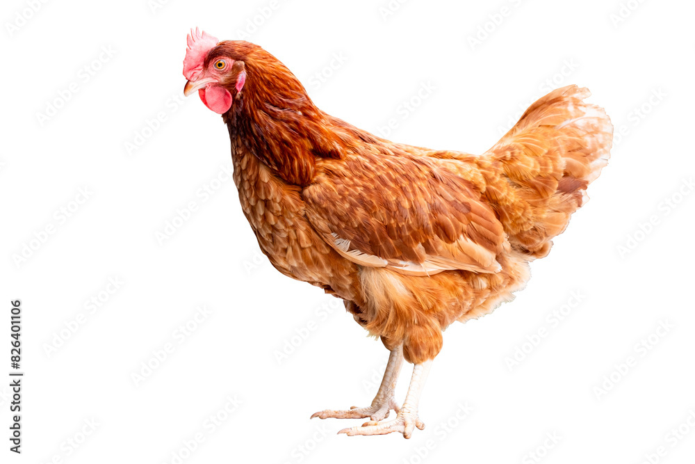 Chicken, Full body of brown chicken hen standing isolated transparent ...
