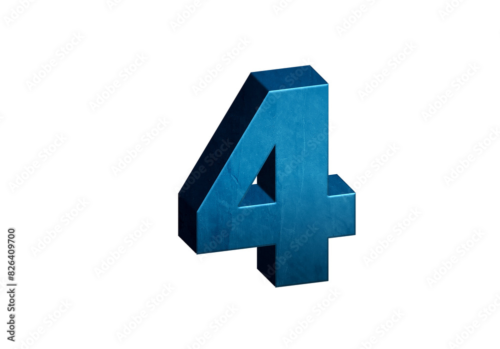 Number Four 3D text in Blue Color And Blue Lines, number 4 Blue color ...