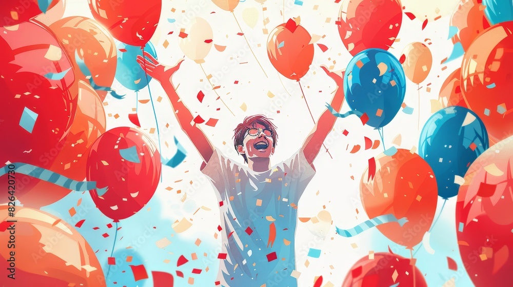 Warm Welcome - Joyful illustrated figure with open arms holding a big ...