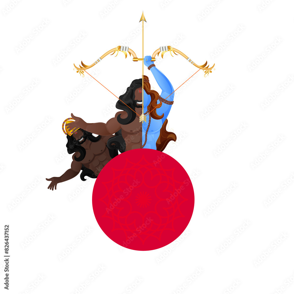 illustration of Lord Rama aiming to killed Ravan demon on png ...