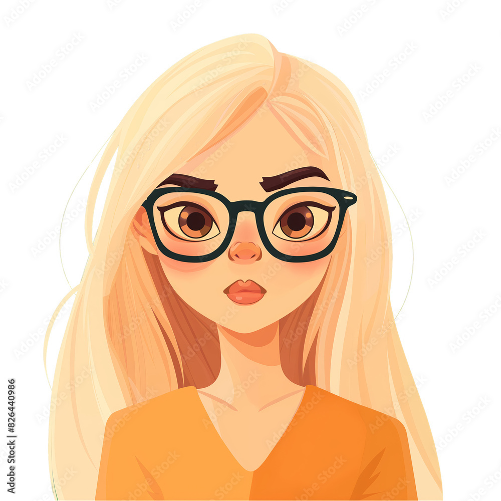 asian girl with blonde hair wearing glasses . Clipart PNG image ...