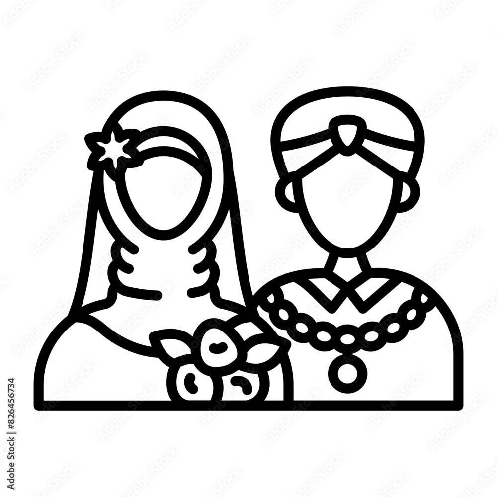 wedded husband wife concept, Boy and Girl On Nikah Ceremony vector ...