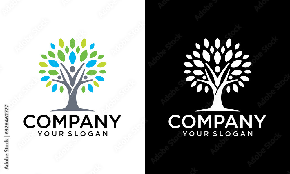 Creative people Culture tree of life logo, artistic color plant for ...