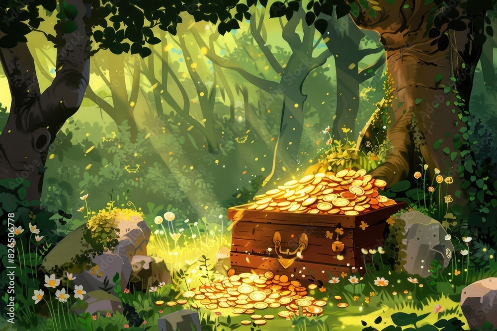 Cartoon Forest Treasure. Digital CG Artwork Design with Realistic and ...